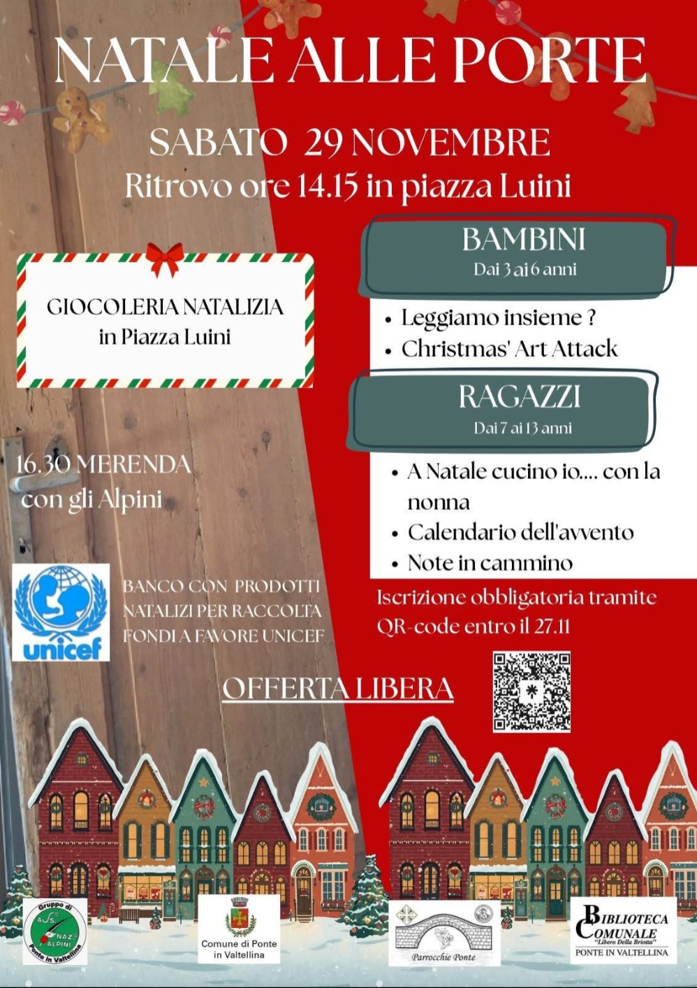 Natale alle porte – Festa per famiglie a Ponte in Valtellina il 29 novembre